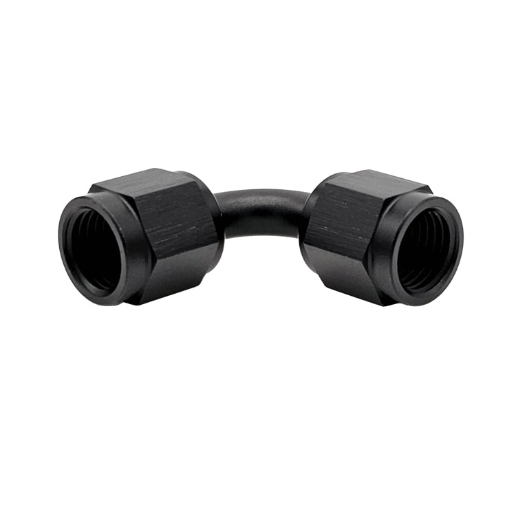 -16AN Female AN Flare Union 90° Adapter, Swivel Style, Black Hard Anod ...